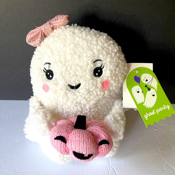 Homegoods | Accents | New Halloween 223 Pink Ghost Girl With Pink Pumpkin Weighted Sherpa Plush ...